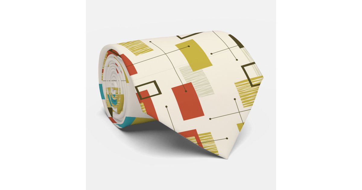 Colorful Mid-Century modern geometric shapes Neck Tie | Zazzle