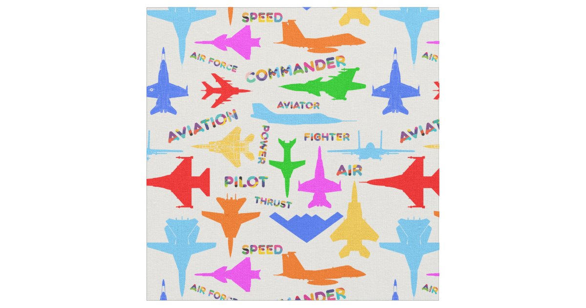 Colorful Military Aviation Aircrafts Fabric | Zazzle