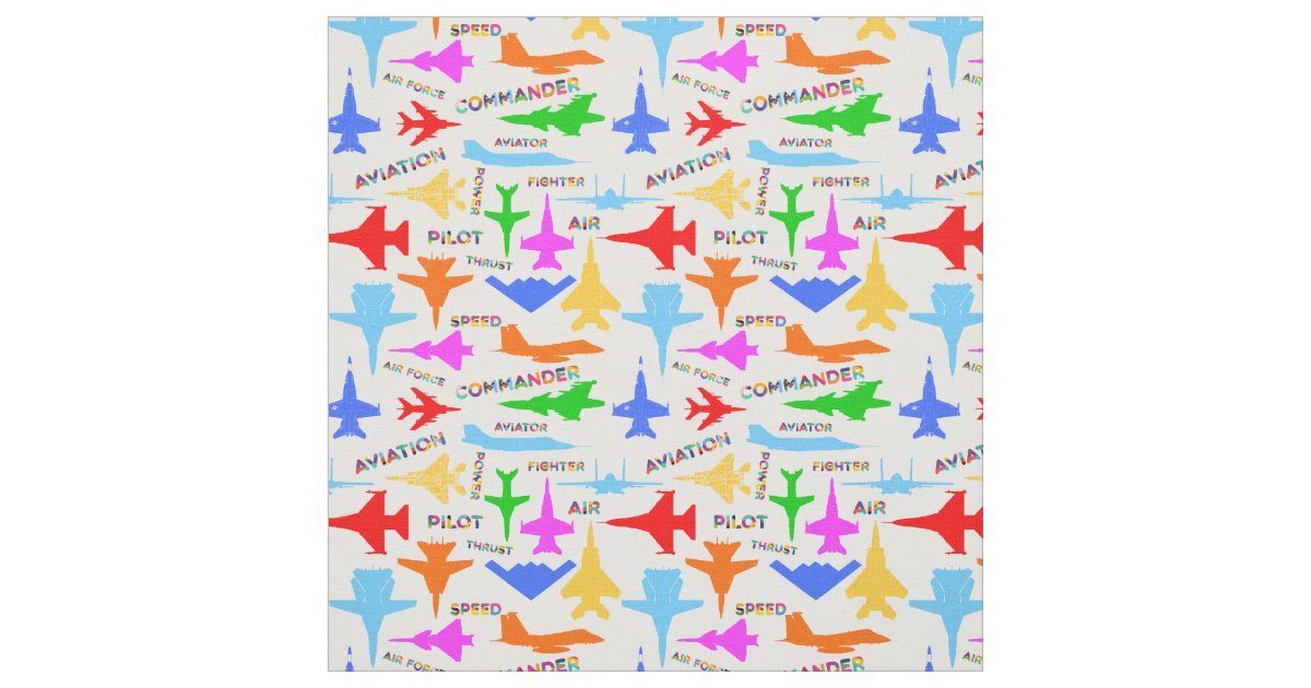 Colorful Military Aviation Aircrafts Fabric | Zazzle