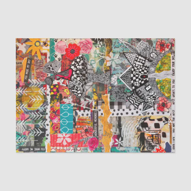Colorful Mixed Media Pop Art Collage Tissue Paper | Zazzle