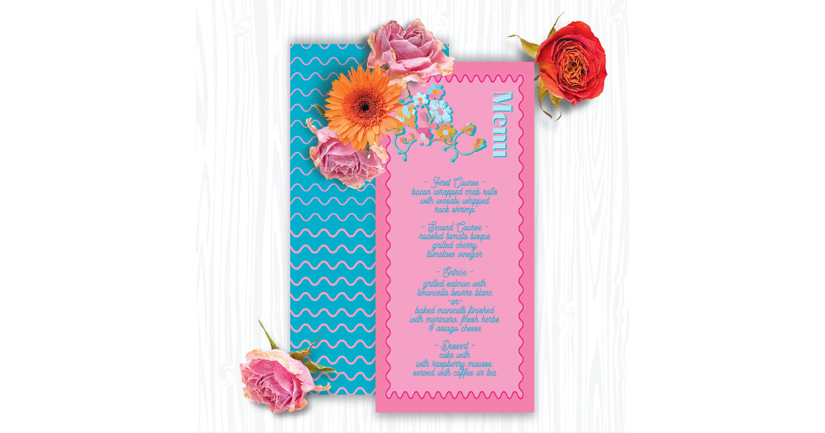 Colorful Mod Embroidery Menu | Zazzle