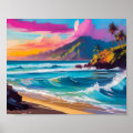 Colorful Modern Abstract Beach Landscape Poster | Zazzle