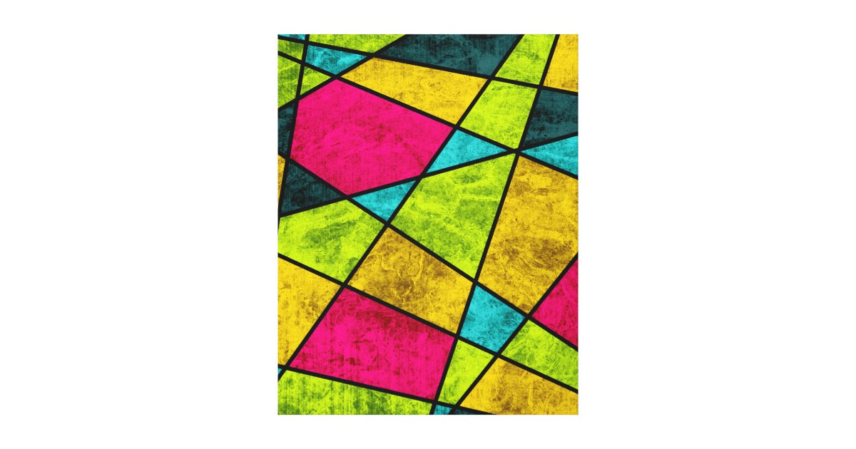 Colorful Modern Abstract geometric shapes Neon Canvas Print | Zazzle