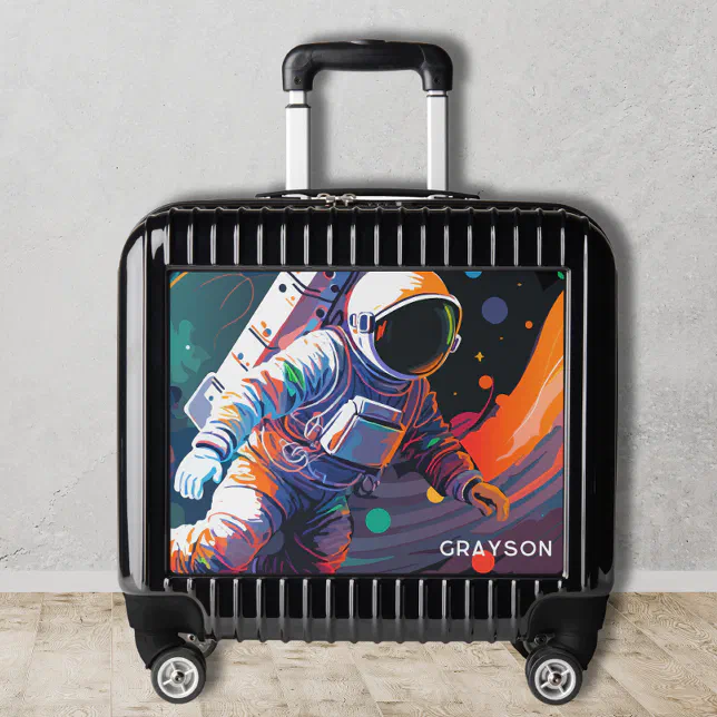Colorful Modern Astronaut Space Personalized Name Luggage | Zazzle