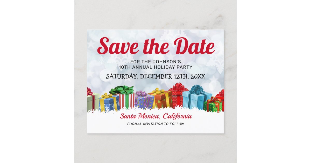 Colorful Modern Christmas Holiday Party Invitation Postcard | Zazzle