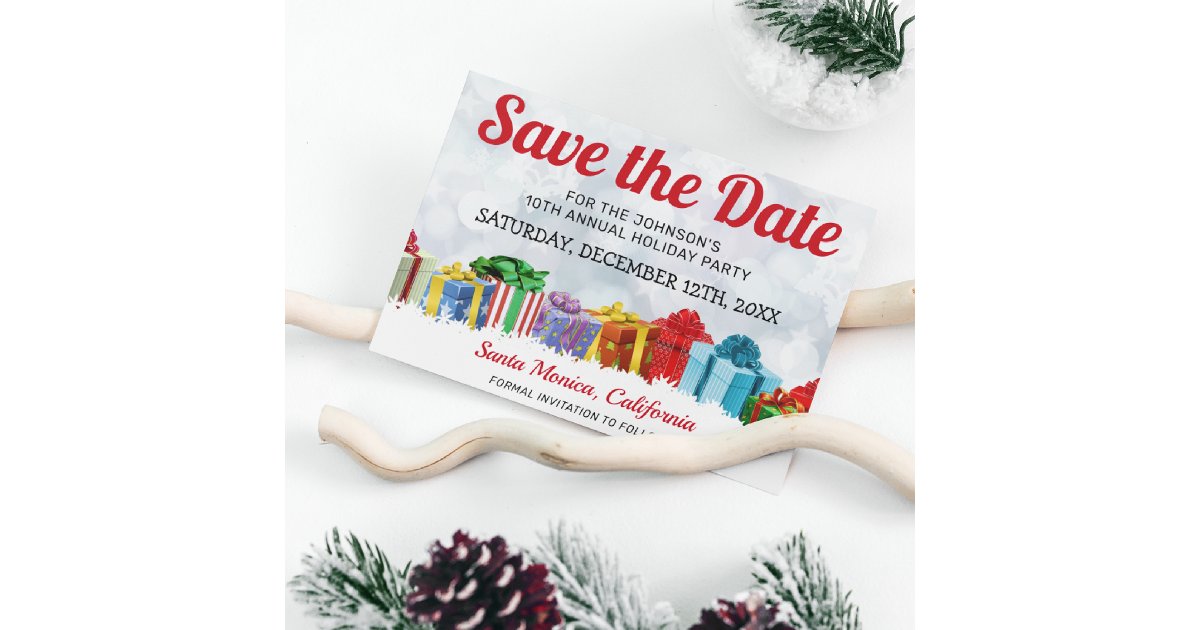 Colorful Modern Christmas Holiday Party Invitation Postcard | Zazzle