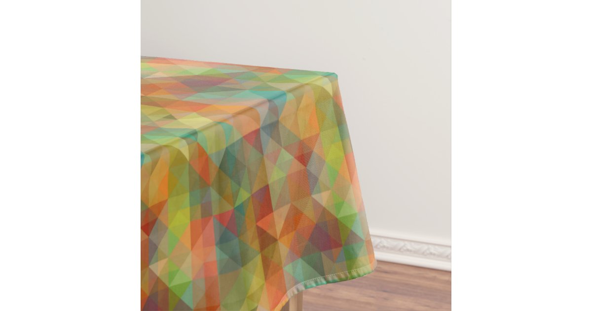Colorful Modern Funky Retro Polygon Mosaic Pattern Tablecloth | Zazzle