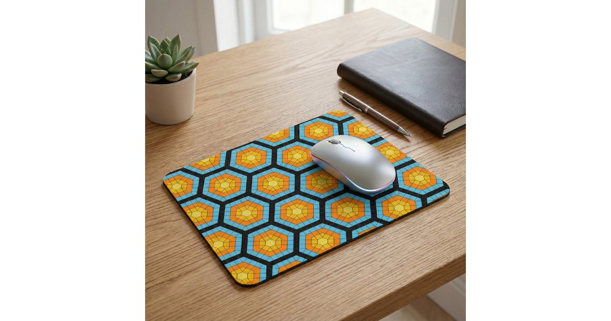 Colorful Modern Geometric Honeycomb Hexagon Mosaic Mouse Pad | Zazzle