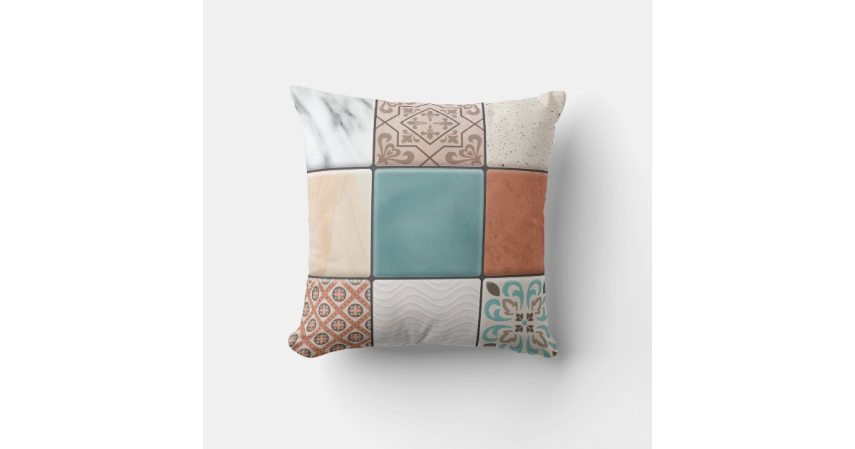Colorful Modern Geometric Tile Texture Pattern Throw Pillow | Zazzle