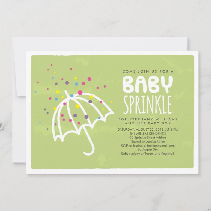 Colorful Modern Green Baby Sprinkle Invitation | Zazzle.com