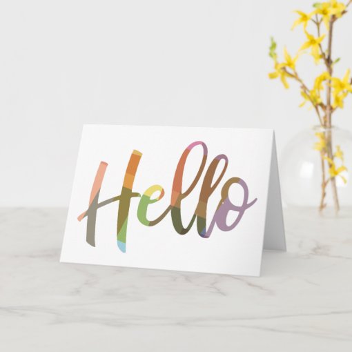 Colorful Modern Hand Lettering Hello Card | Zazzle