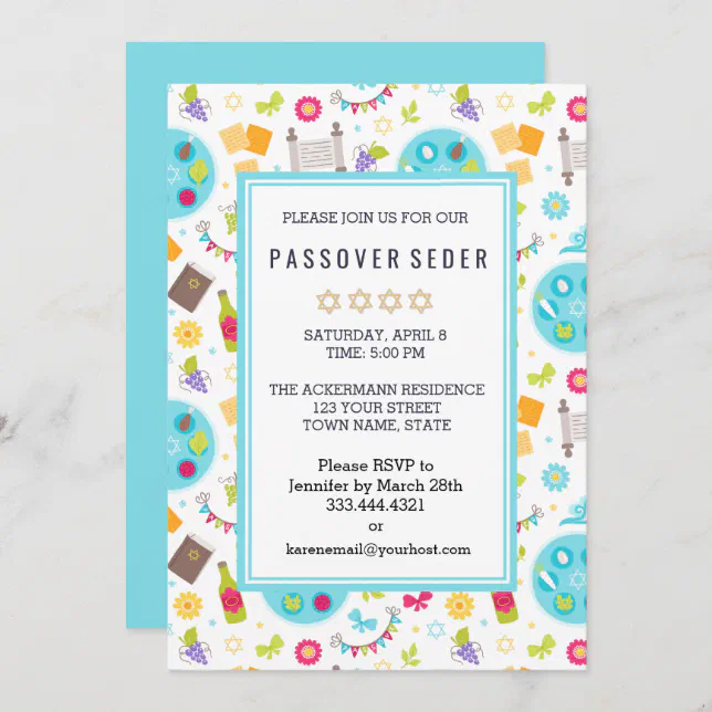 Colorful Modern Passover Sedar Invitations | Zazzle