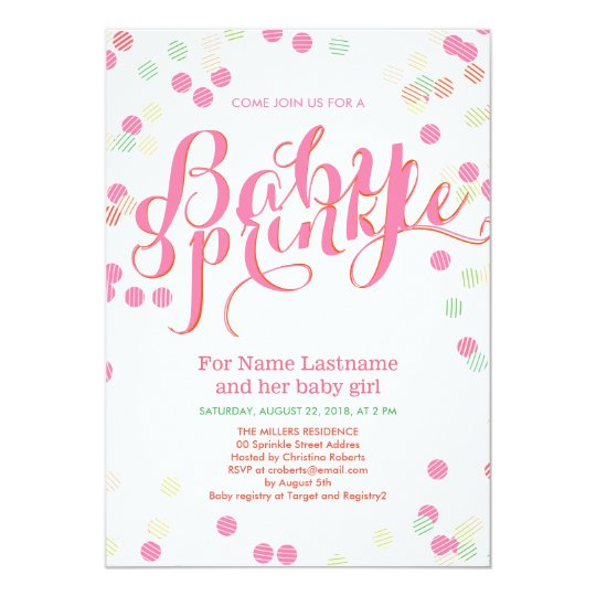 Colorful Modern Pink Girl Baby Sprinkle Invitation | Zazzle.com