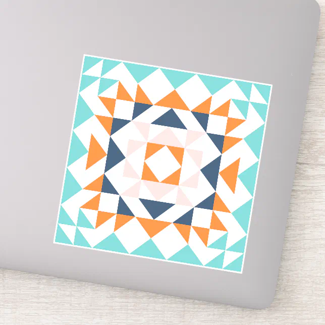 Colorful Modern Quilt Block Geometric Art Sticker | Zazzle