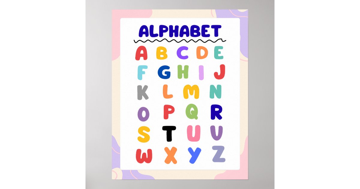 Colorful Modern Rainbow Alphabet Chart Poster | Zazzle