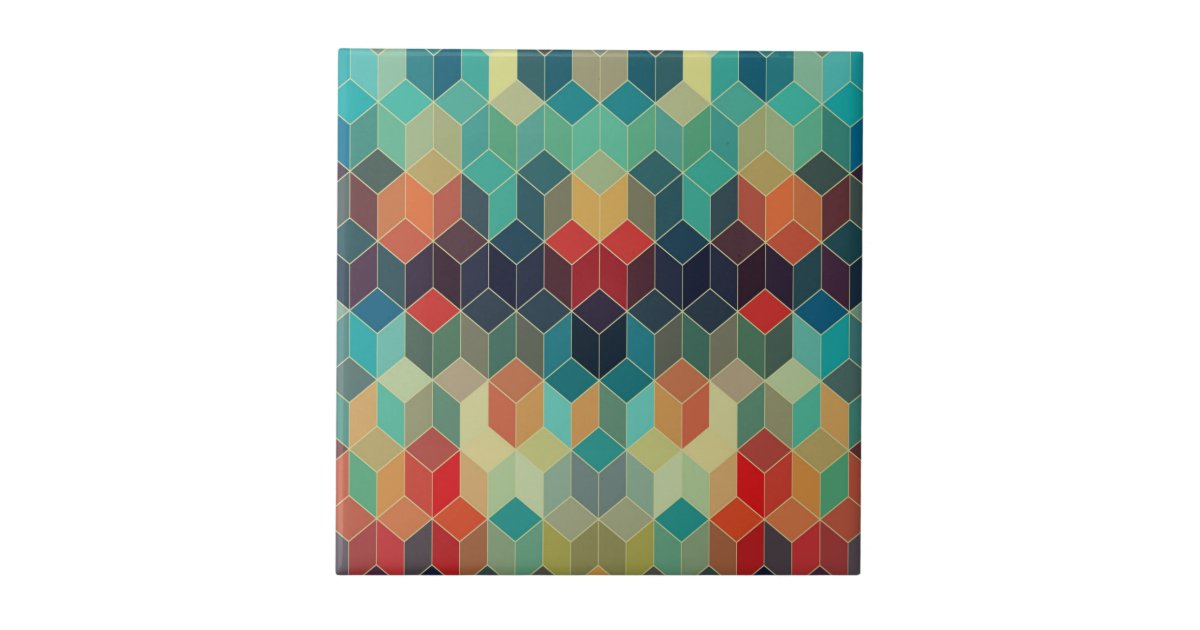Colorful Modern Seamless Cubes Geometric Pattern Tile | Zazzle