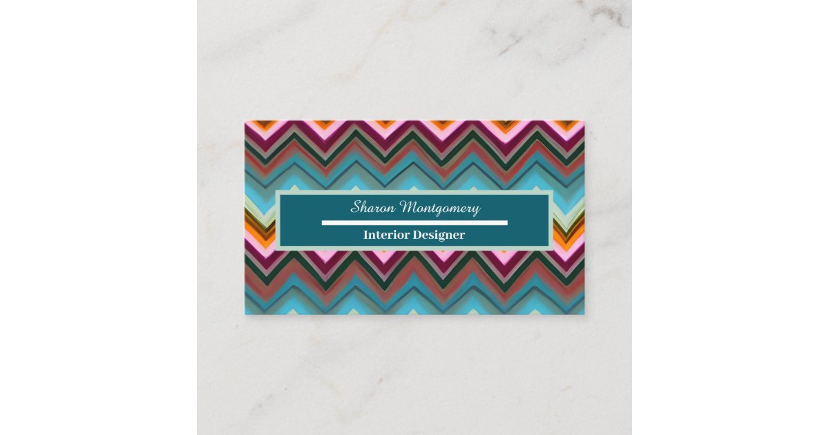 Colorful Modern V Shape Pattern Business Card | Zazzle