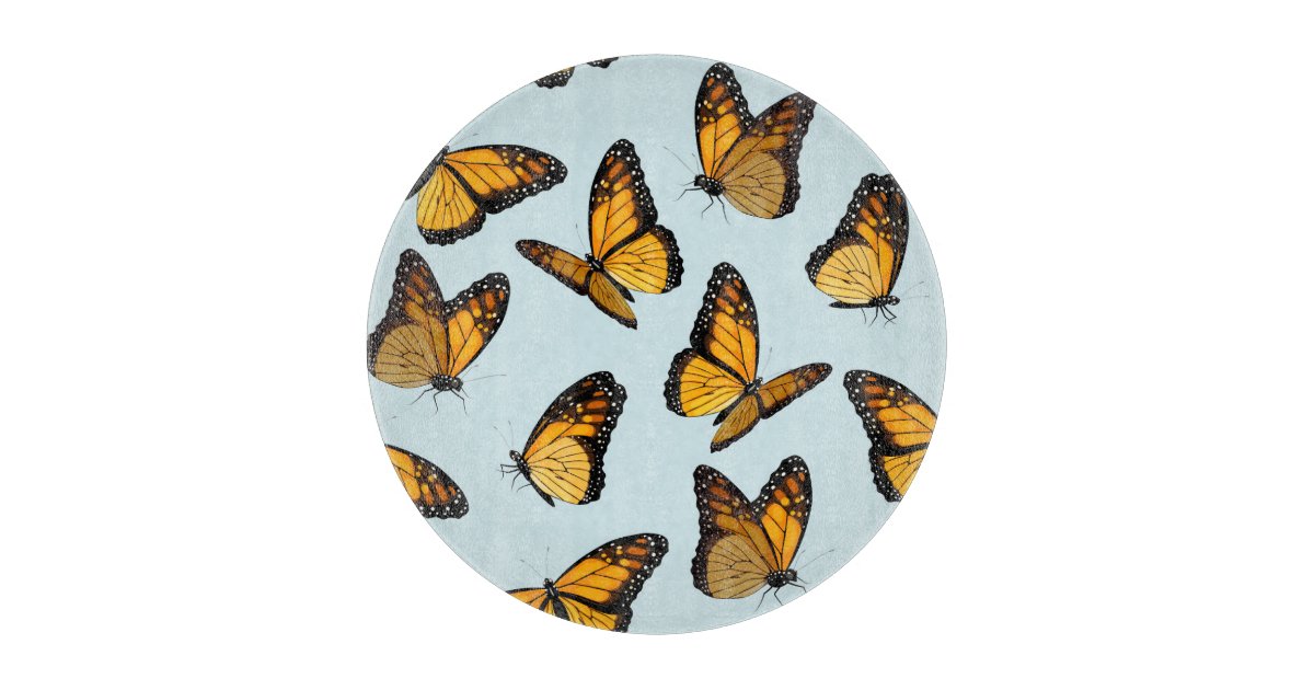 Colorful Monarch Butterflies Vintage Illustration Cutting Board | Zazzle