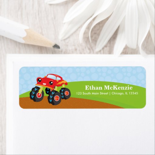 Colorful monster truck label | Zazzle