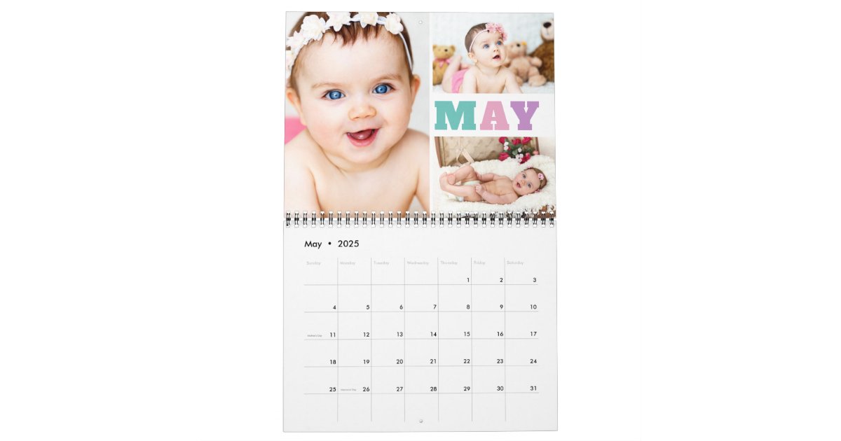Colorful Month Abbreviations Photo Collage Calendar | Zazzle
