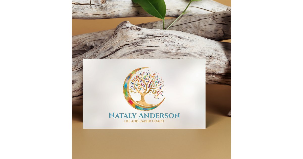 Colorful Moon Tree of life Business Card | Zazzle