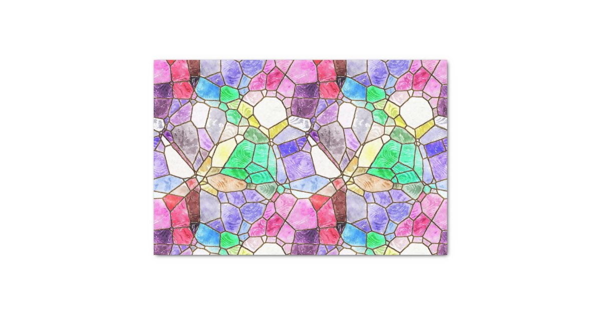 Colorful Mosaic Stained Glass Decoupage Tissue Paper Zazzle