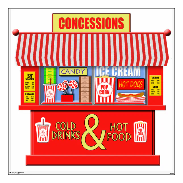 Colorful Movie Concessions Stand Wall Decal | Zazzle