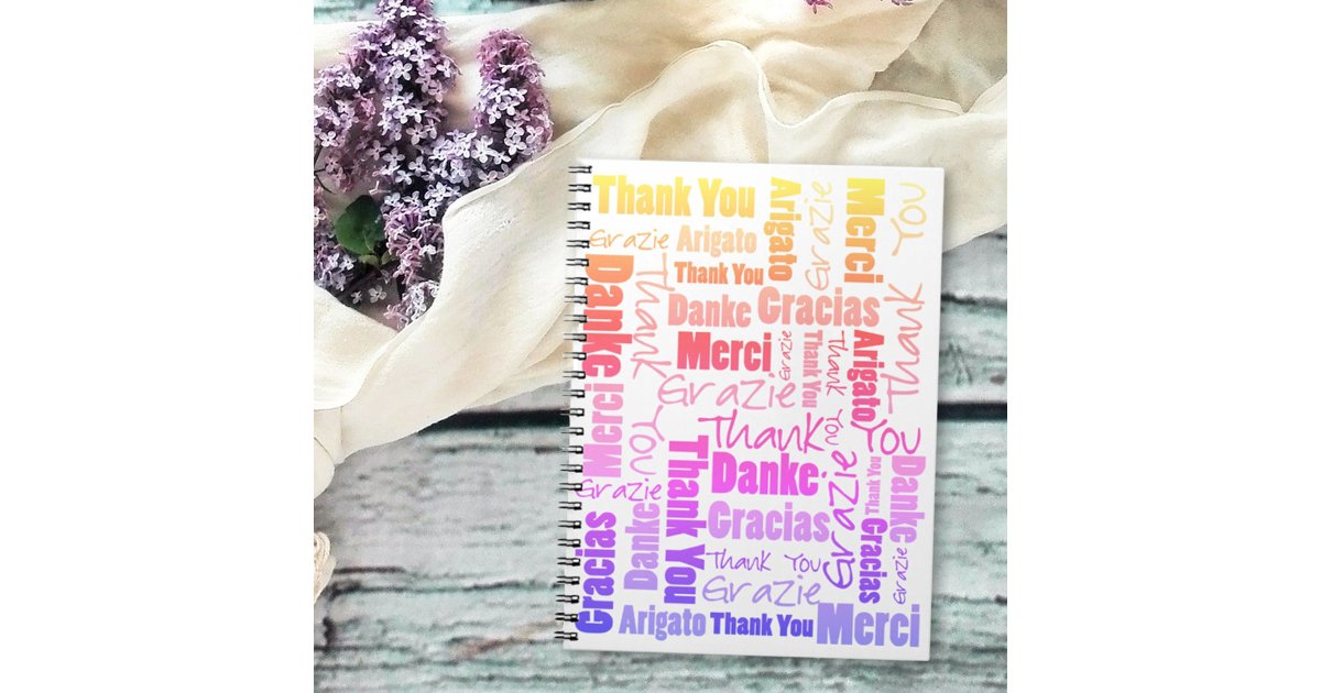 Colorful Multilingual Thank You Gratitude Journal | Zazzle