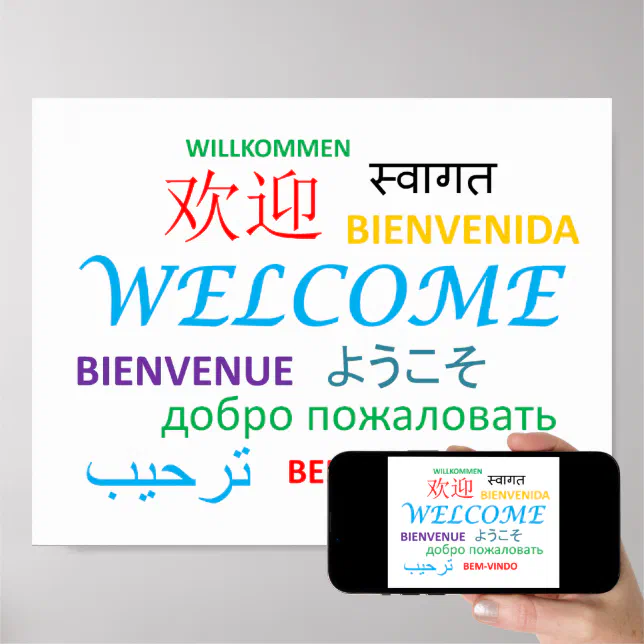 Colorful Multiple Language Welcome Poster | Zazzle