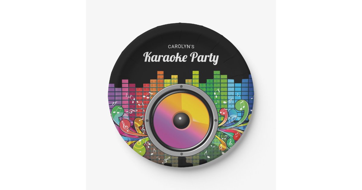 Colorful Music Karaoke Birthday Party Paper Plates | Zazzle