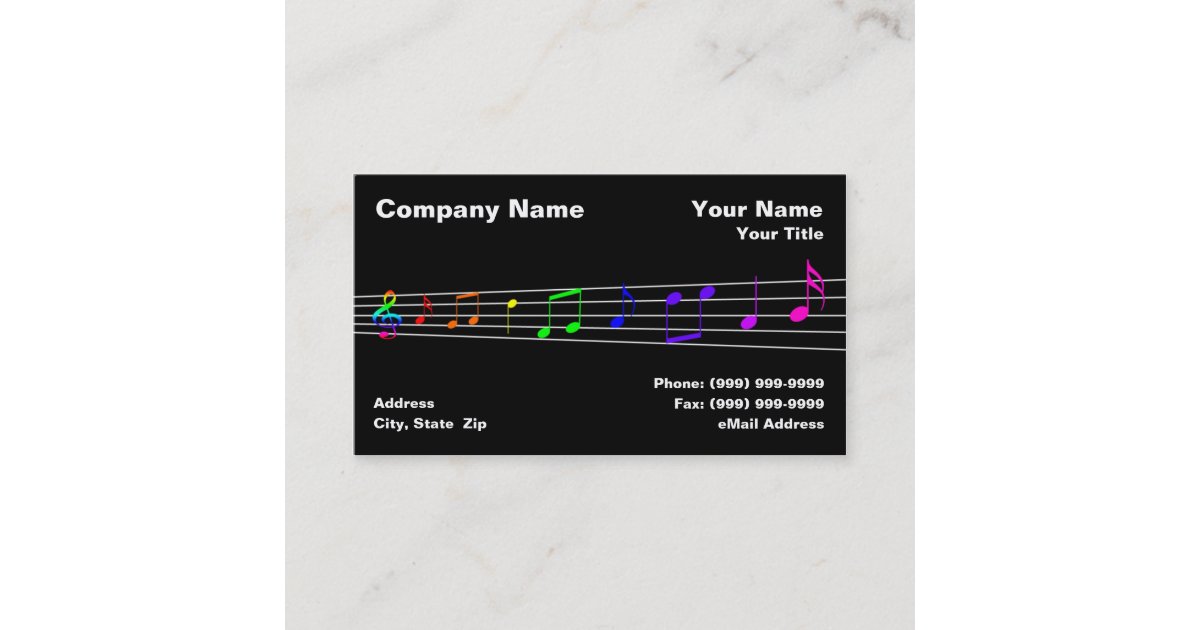 Colorful Music Notes Business Card | Zazzle