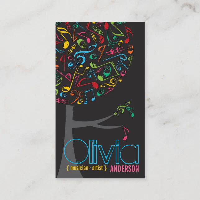 Colorful Music Notes Pop Tree Profile Card | Zazzle