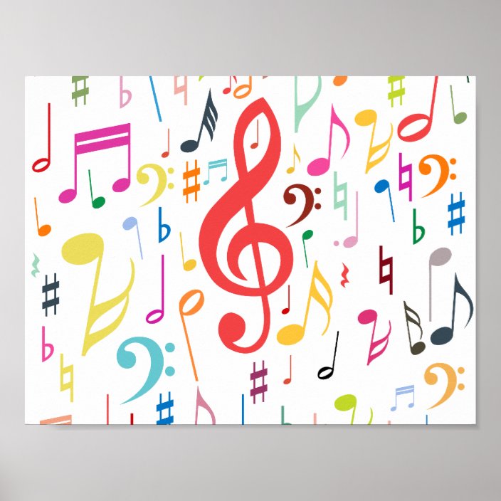 Colorful Music Notes Poster | Zazzle.com