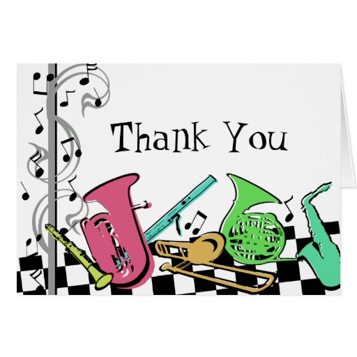 Colorful Musical Instruments Note Card | Zazzle