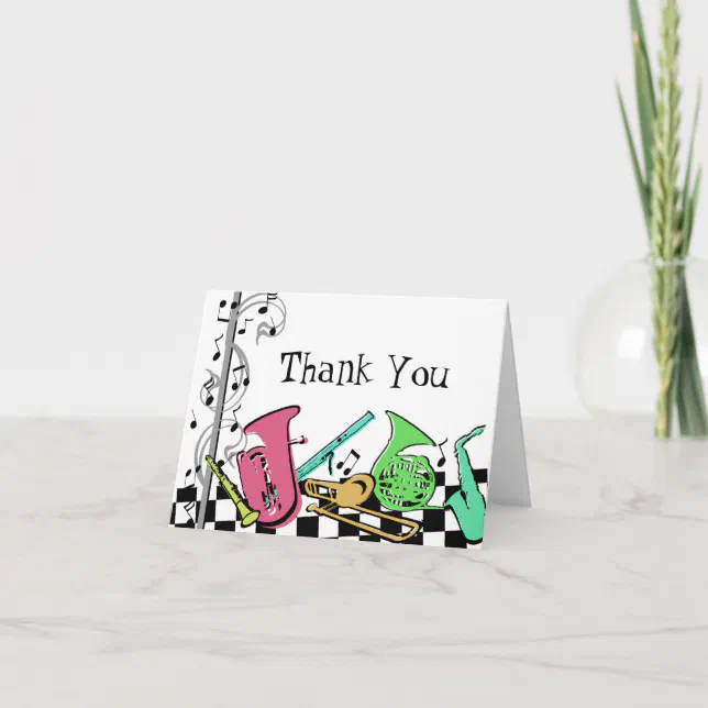 Colorful Musical Instruments Thank You Card | Zazzle