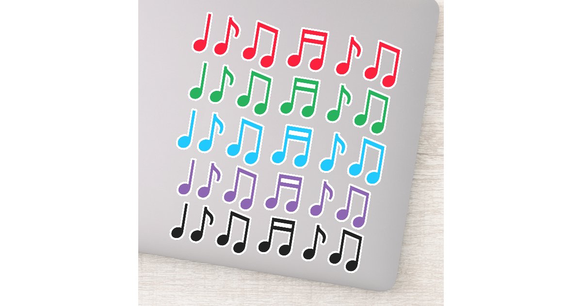 Colorful Musical Note Symbols Sticker | Zazzle
