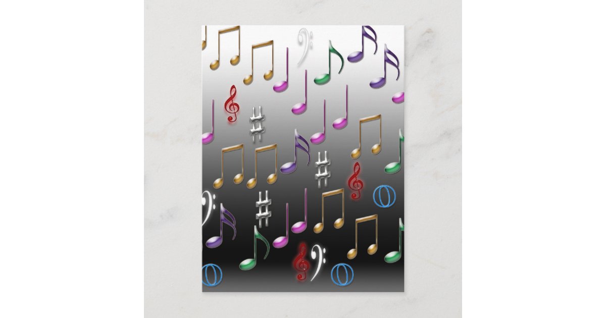Colorful musical notes on grey background | Zazzle