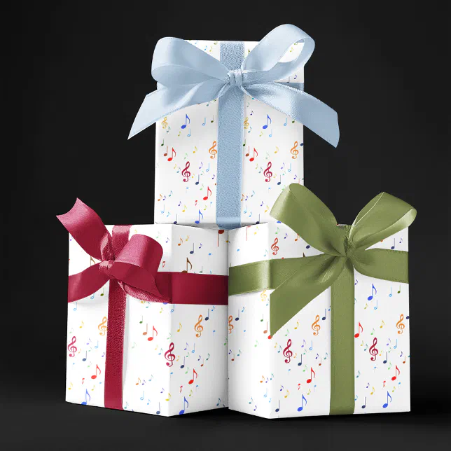 colorful musical notes wrapping paper | Zazzle