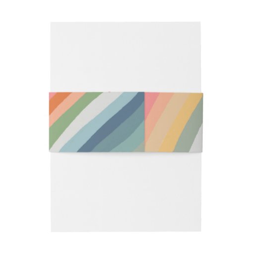 Colorful Muted Stripes Cheerful Bold Rainbow Invitation Belly Band | Zazzle