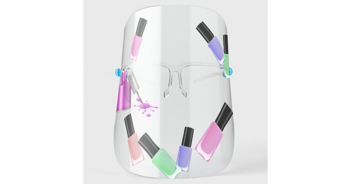 Colorful nail polish beauty salon nail artist face shield | Zazzle