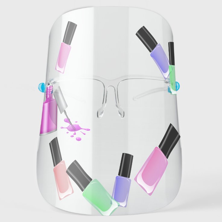 Colorful nail polish beauty salon nail artist face shield | Zazzle