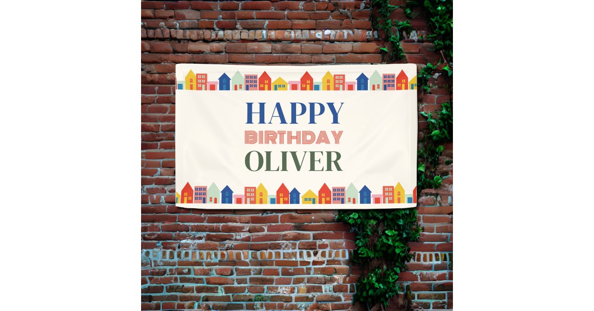 Colorful Neighborhood Birthday Party Banner | Zazzle