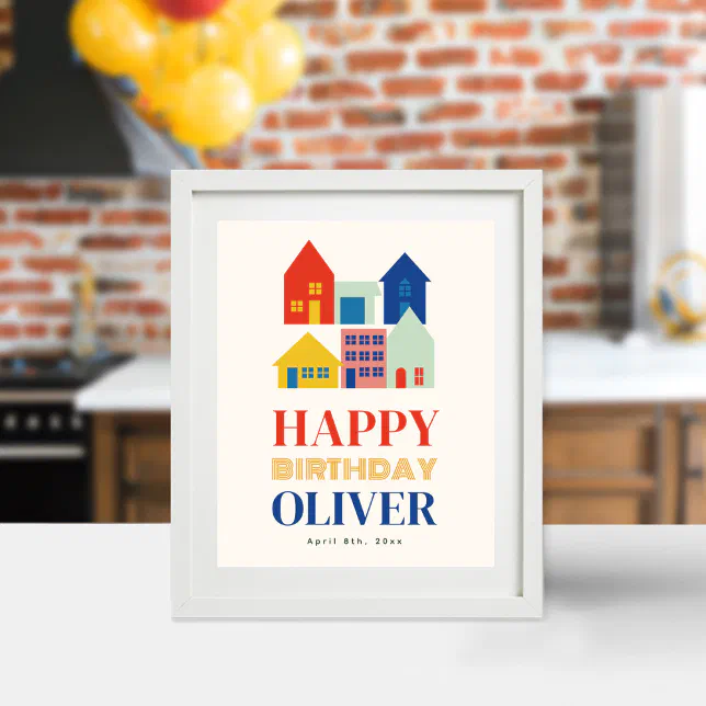 Colorful Neighborhood Birthday Party Poster | Zazzle