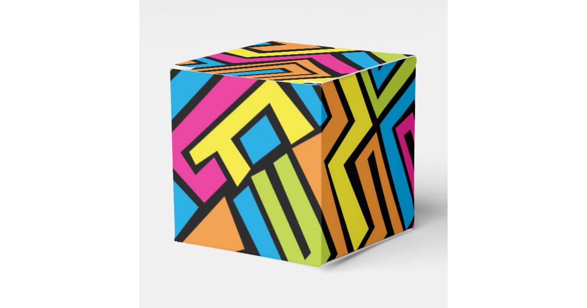 Colorful Neon Graffiti Street Art Pattern Favor Boxes | Zazzle