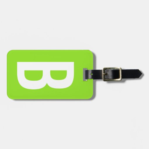 Colorful neon green monogram travel luggage tag | Zazzle