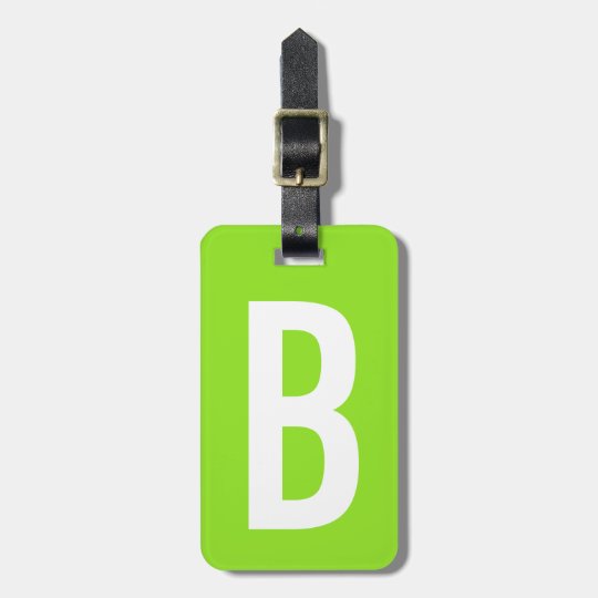 Colorful neon green monogram travel luggage tag | Zazzle.com