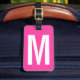 Colorful neon pink monogram travel luggage tag | Zazzle