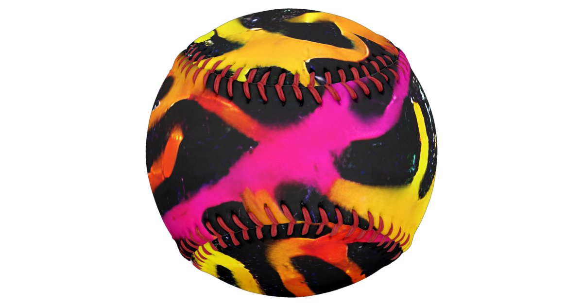 Colorful neon splatter paint design softball | Zazzle