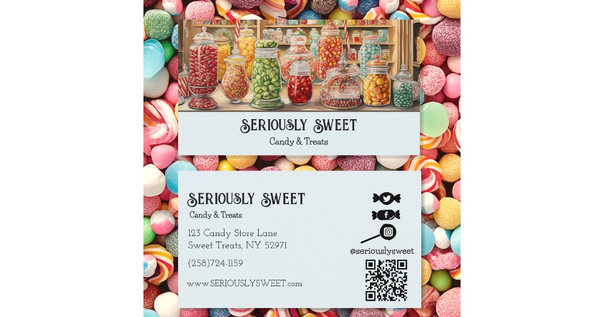Colorful Nostalgic Candy Store Business Card | Zazzle