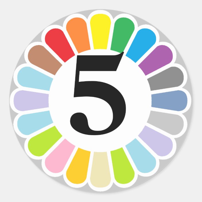 colorful number 5sticker classic round sticker | Zazzle.com